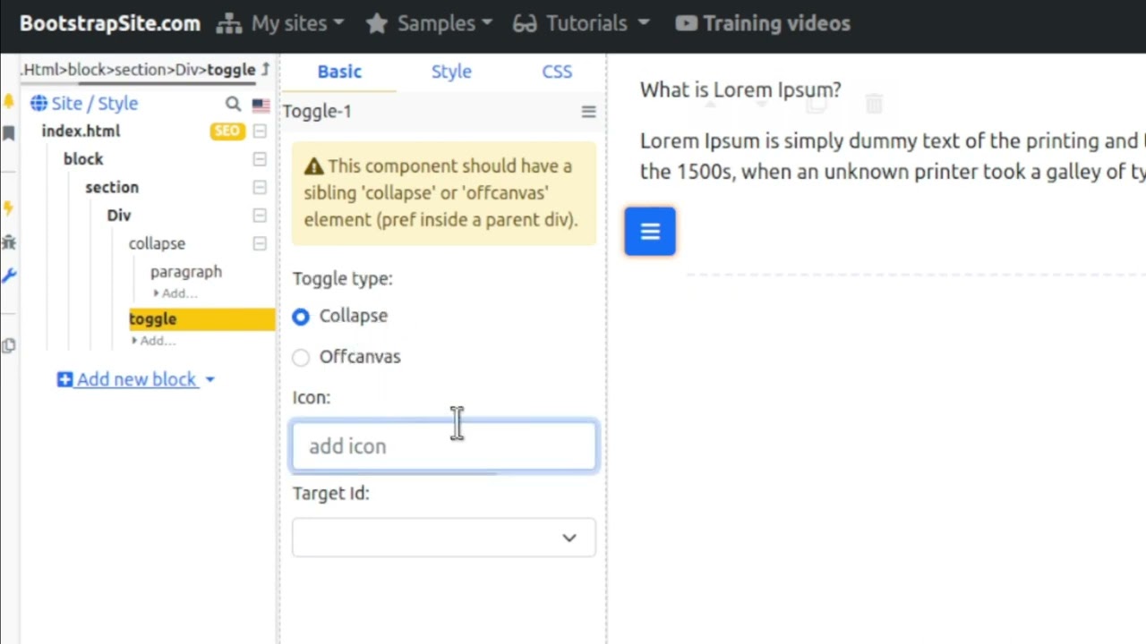 How To Add Collapse Element In Bootstrap 5 Builder YouTube How To Add Collapse Element In Bootstrap 5 Builder YouTube