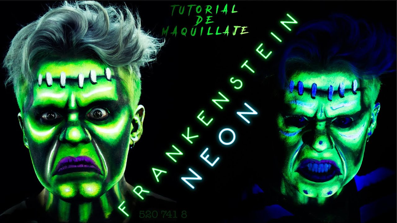 Tutorial de Maquillaje FRANKENSTEIN NEON para HALLOWEEN | Neon ...