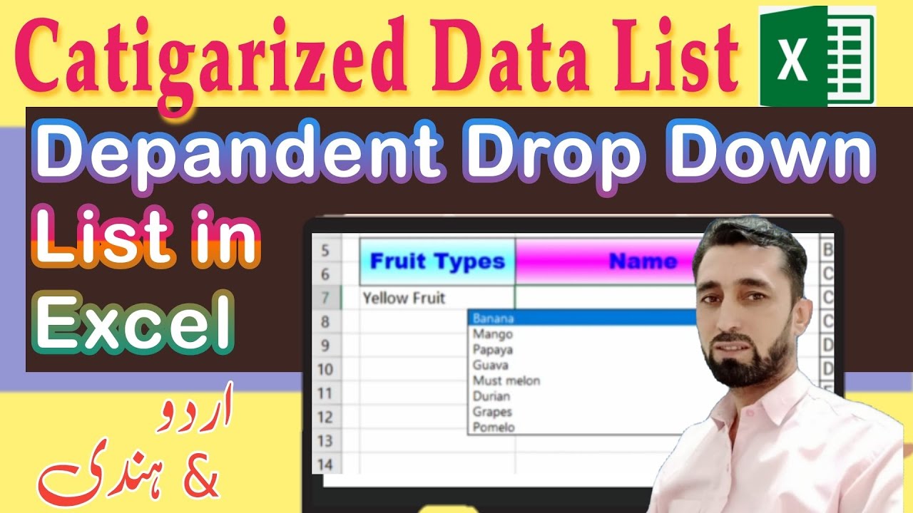 Dependents Drop Down List for Excel data | Create list By categorized ...