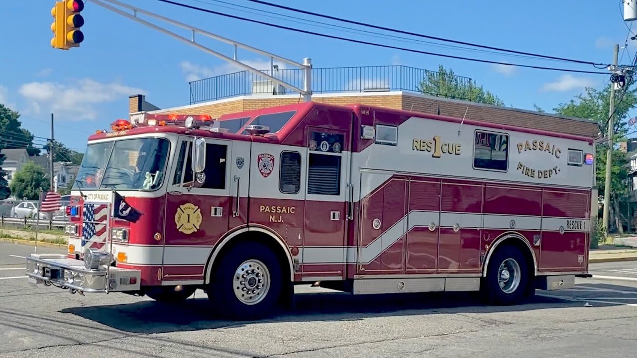 Passaic NJ Fire Dept Rescue 1 Responding on Howe Ave at Myrtle Ave ...