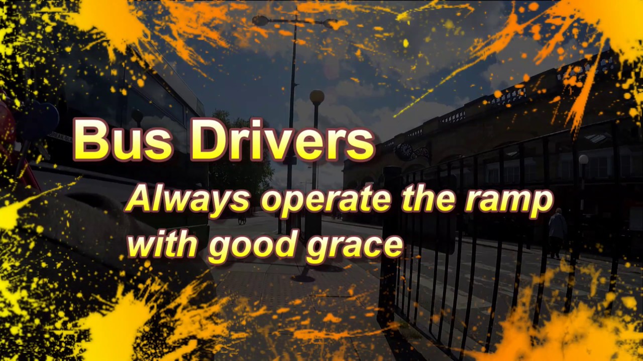 Grumpy bus driver doesn't like deploying the wheelchair ramp - YouTube
