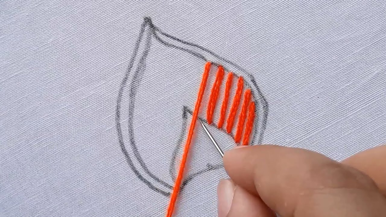 hand embroidery leaf stitch design video tutorial - YouTube