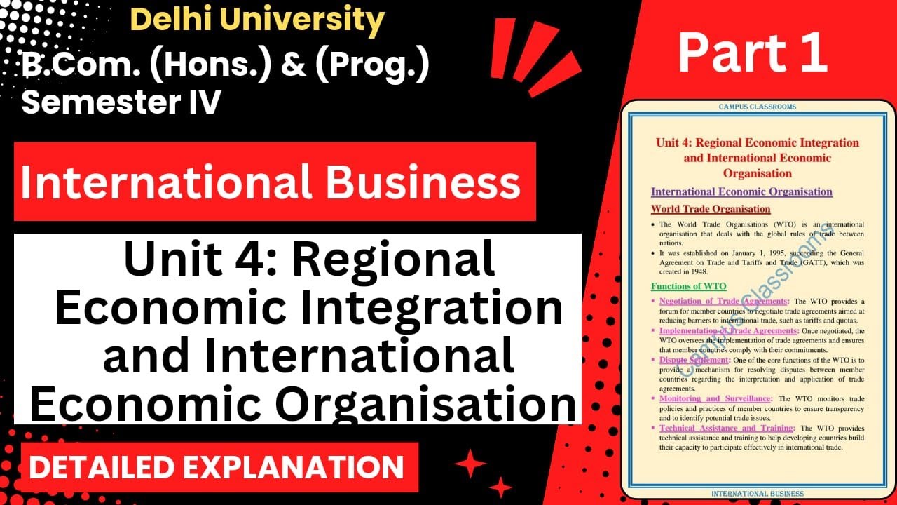 Unit - 4 Regional Economic Integration and International Economic ...
