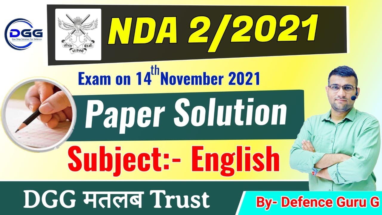 NDA 2/2021 || ENGLISH Complete Paper Solution || By DGG - YouTube