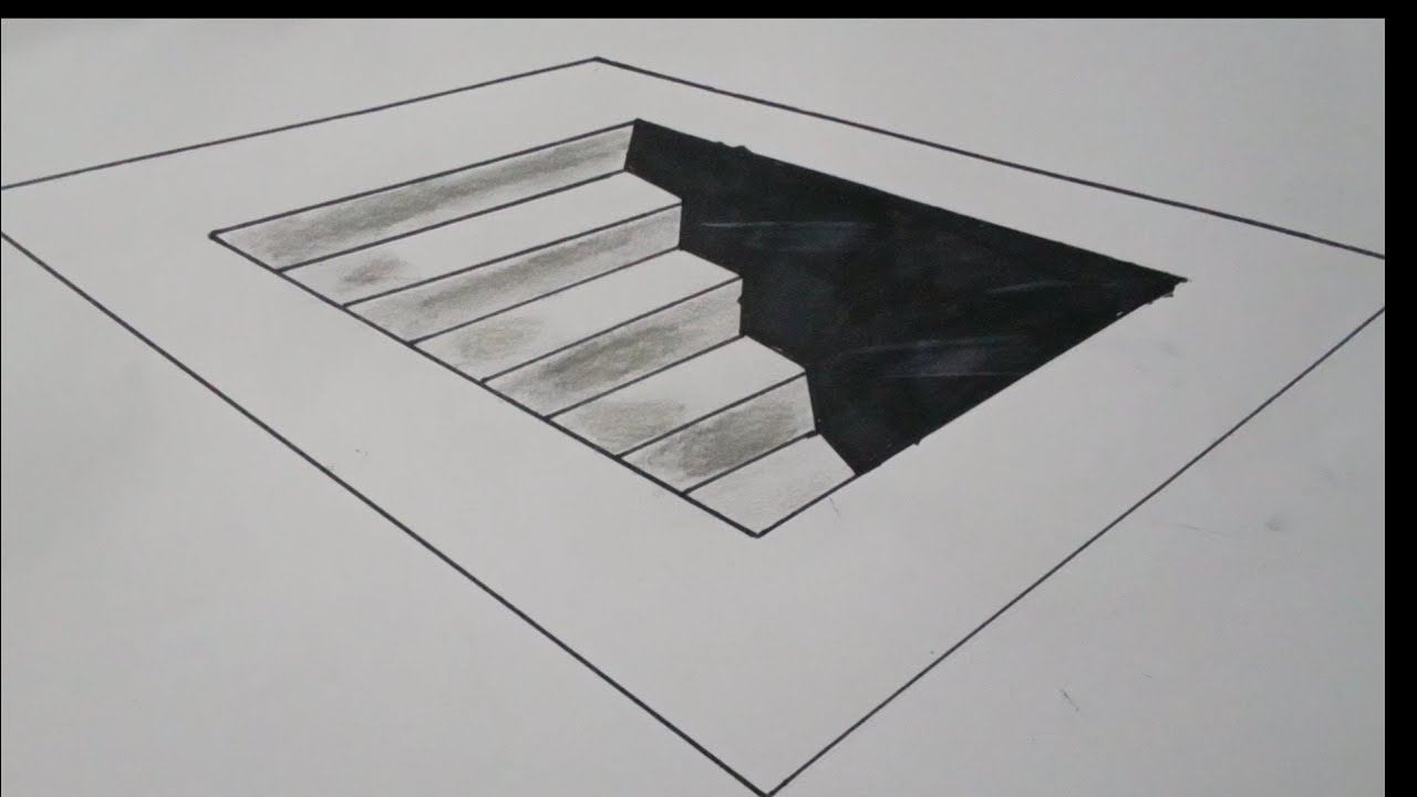 How to draw 3D step in hole |EASY Drawing |Gambar 3D - YouTube
