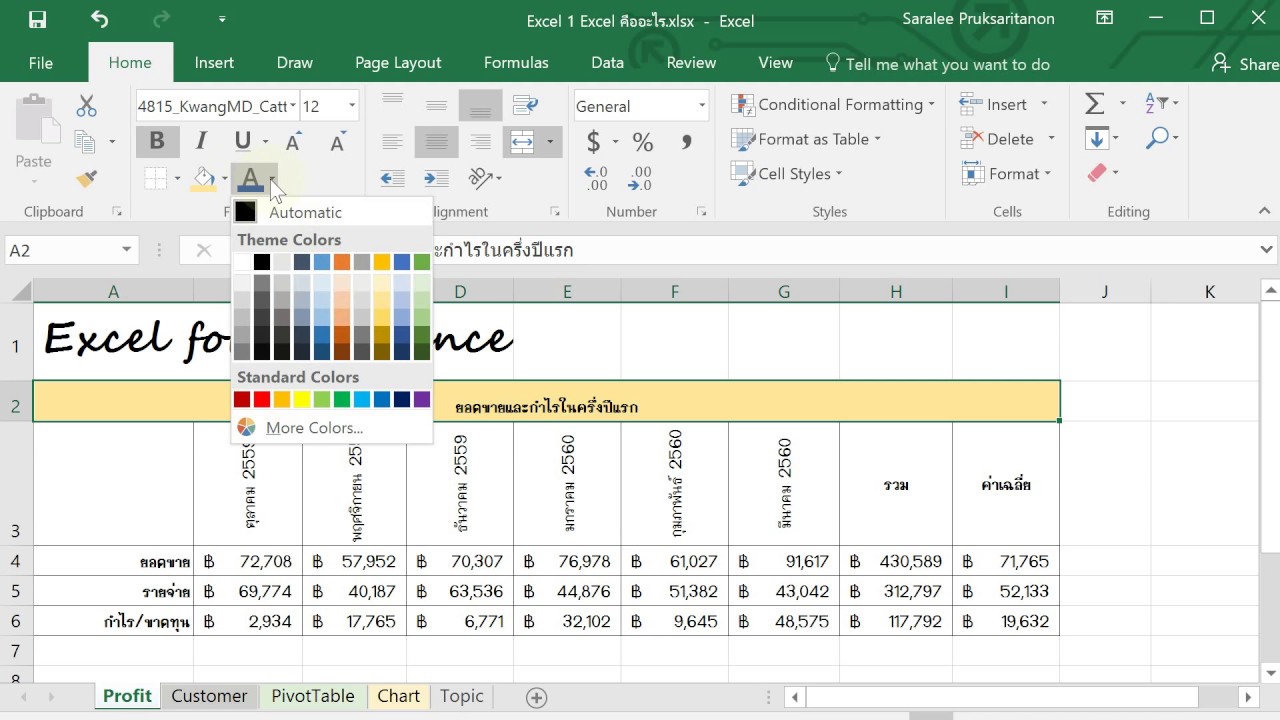 Excel #9: จัดรูปแบบข้อความ - YouTube