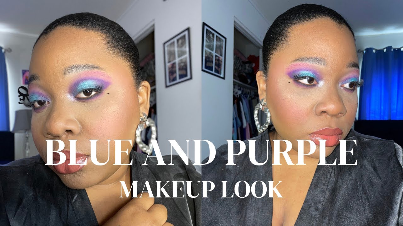 Blue 💙and Purple💜 Eyeshadow Tutorial For Beginners Youtube