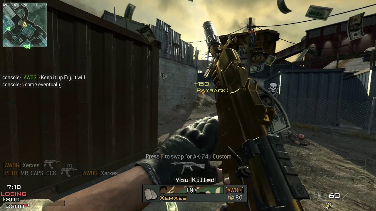 Plutonium IW5 AK74u Custom Weapon Multiplayer - YouTube