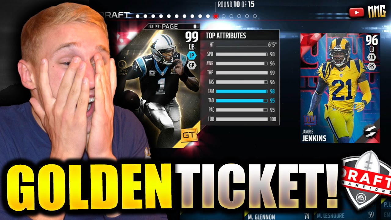 BEST GOLDEN TICKET DRAFT CHAMPIONS! Madden 16 Draft Champions - YouTube