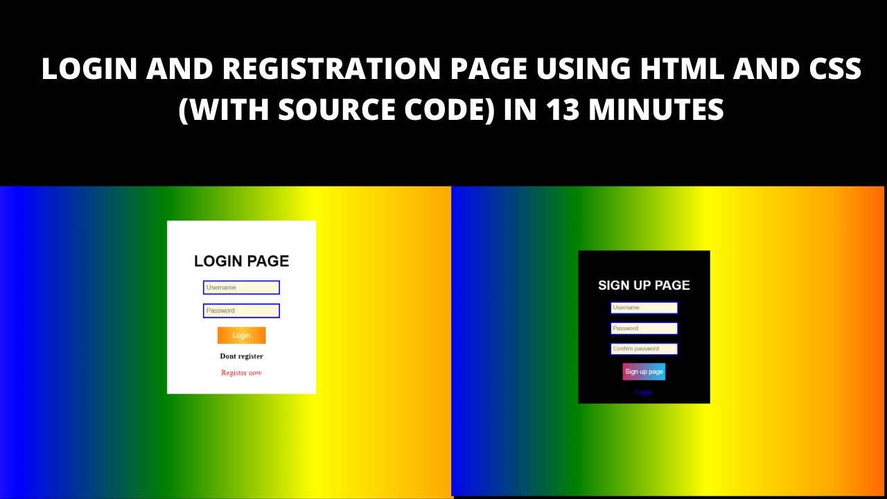 How to make a Login and Registration form using HTML and CSS video for ...