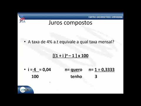 Como calcular taxas equivalentes? Taxa trimestral para mensal. Unifia ...