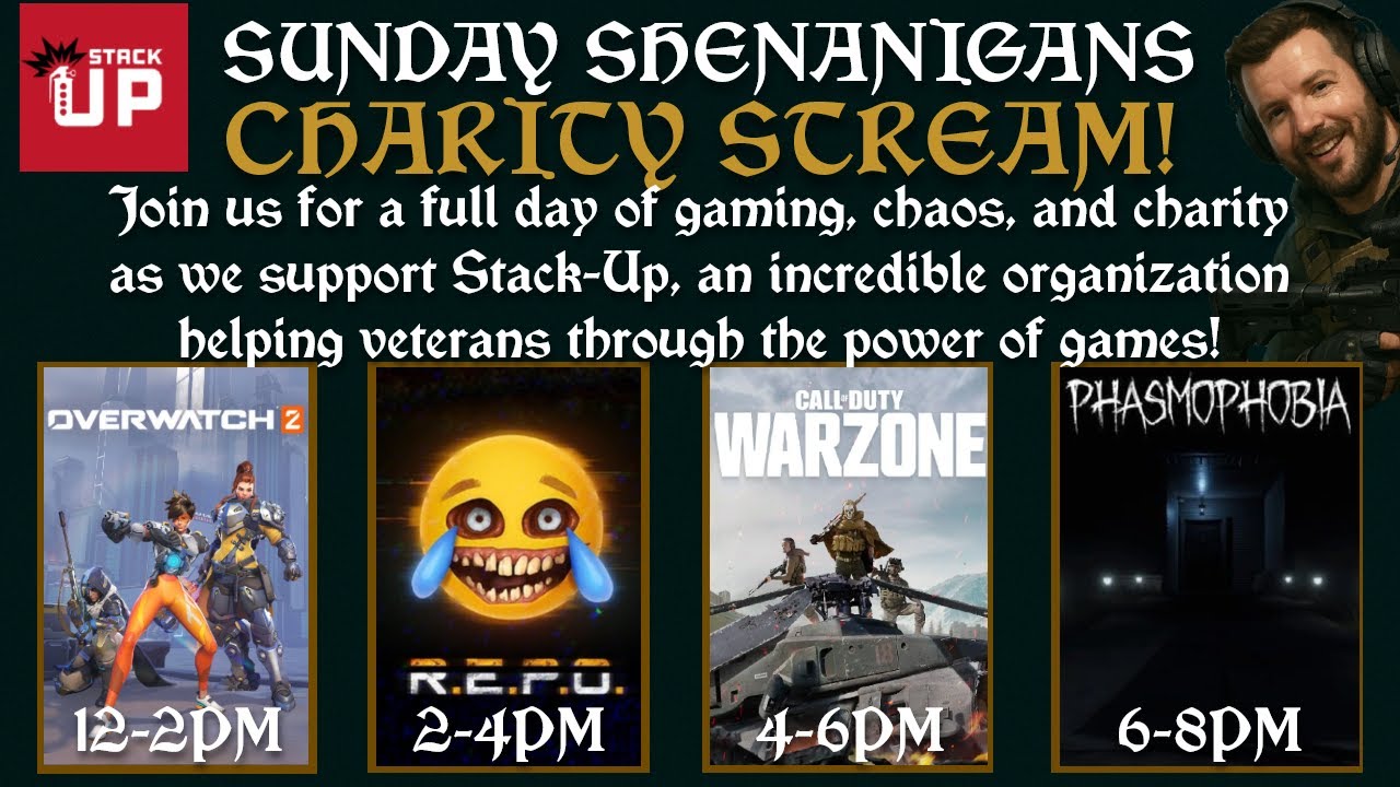 Charity Stream! | Sunday Shenanigans for Stack Up! 🎮 | OW2 REPO WZ Phas ...