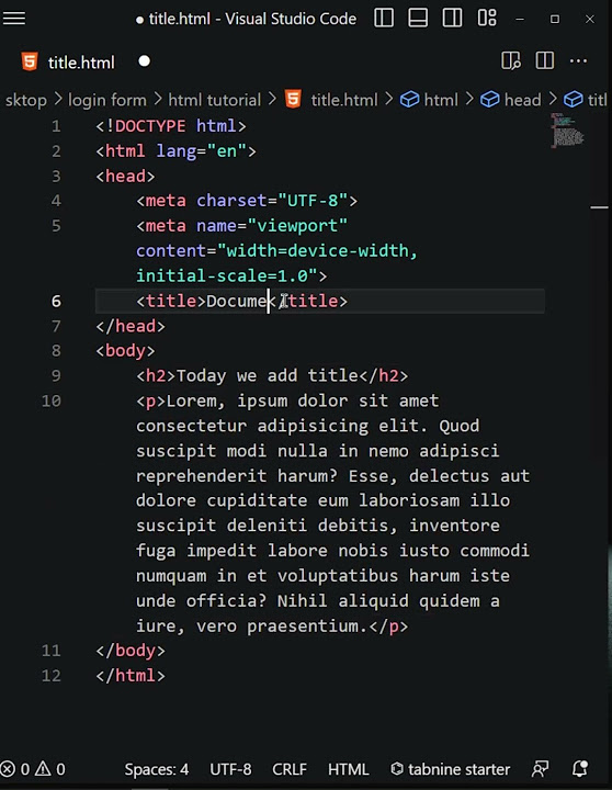 How to Add Title in Html 😀 | Web Development #coding #shorts #webdevelopment #html - YouTube