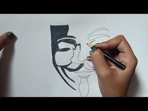 How to draw hacker's face..... stencil art.... pencil sketch...
