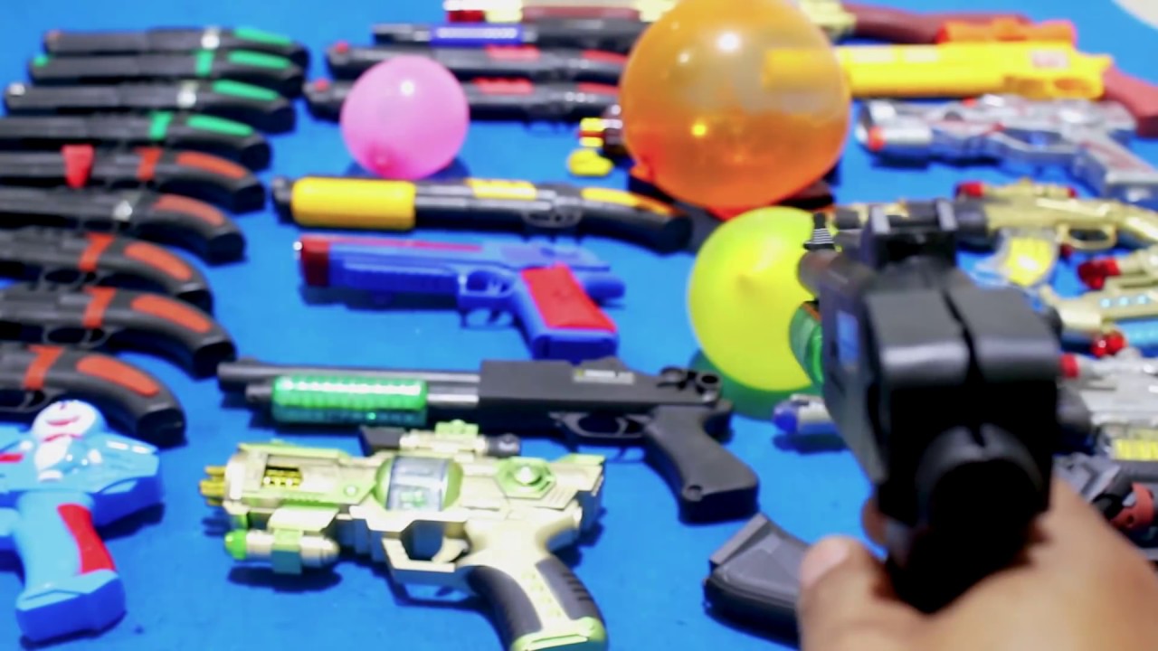 Mainan tembakan balon pistol peluru plastik ada suara dan lampu - YouTube