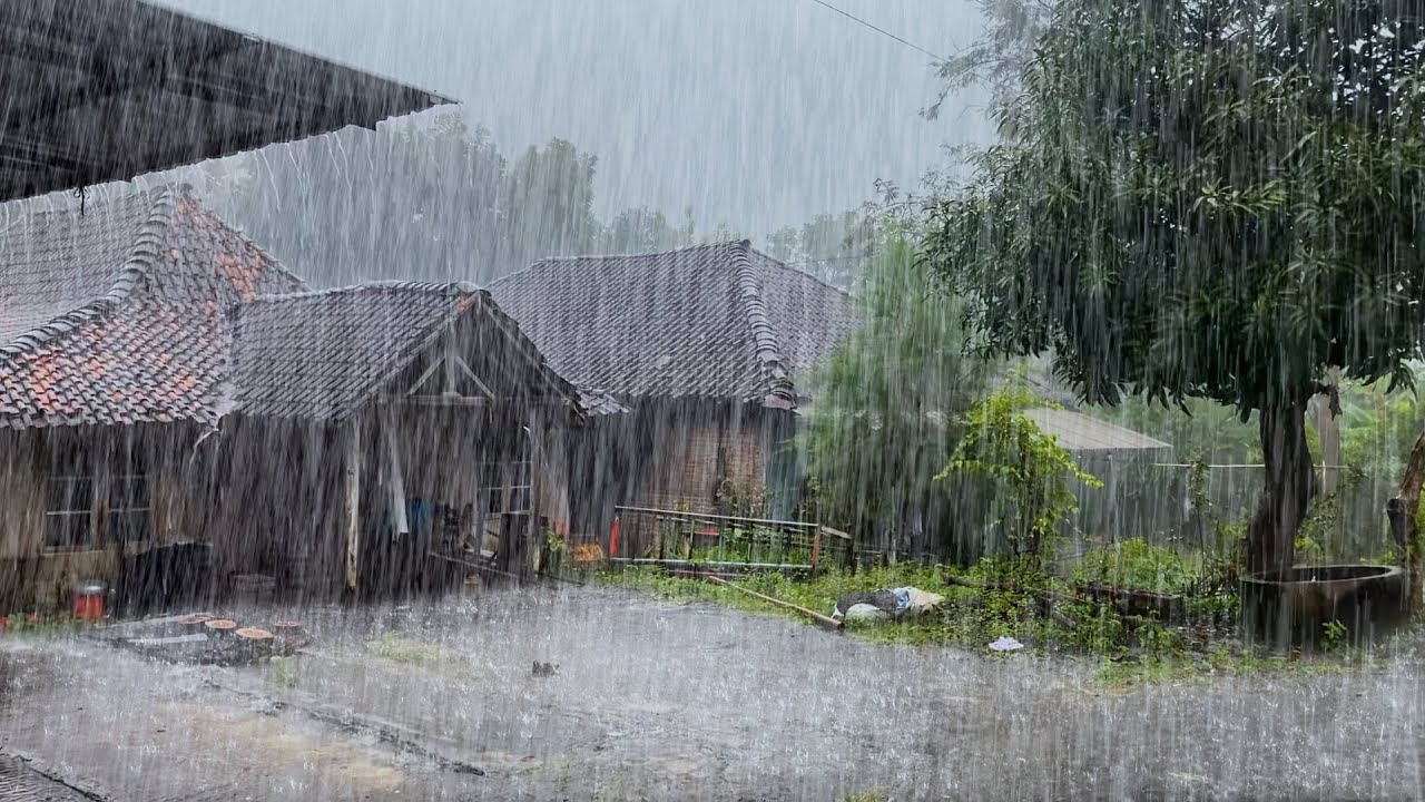 Very Heavy Rain, Thunder Sounds and Strong Winds for Sleeping and ...