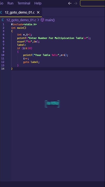 C language Program Using goto label function crate multiplication table by user enter - YouTube