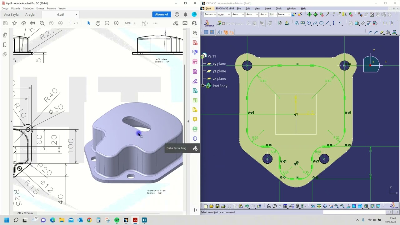Generative Shape Design Örnek Çalışma Catia V5 tmzhakan HT Technology ...