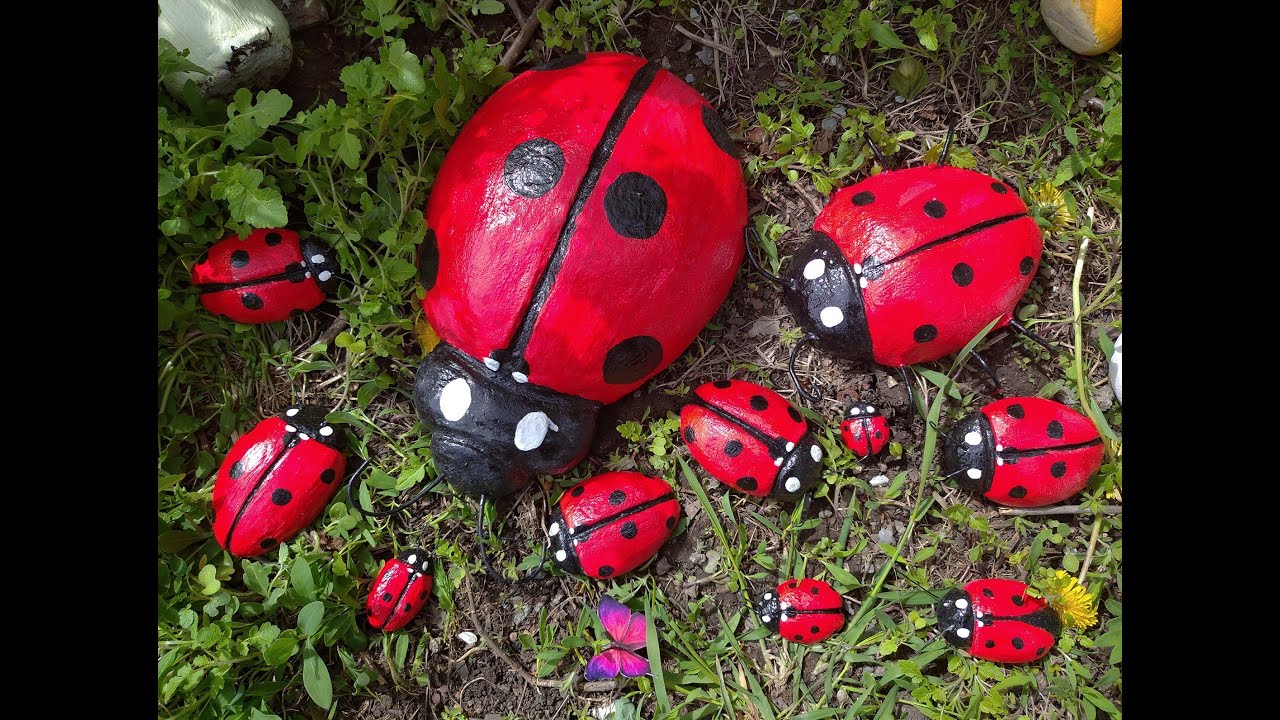 Ladybug Painted Cinder Block