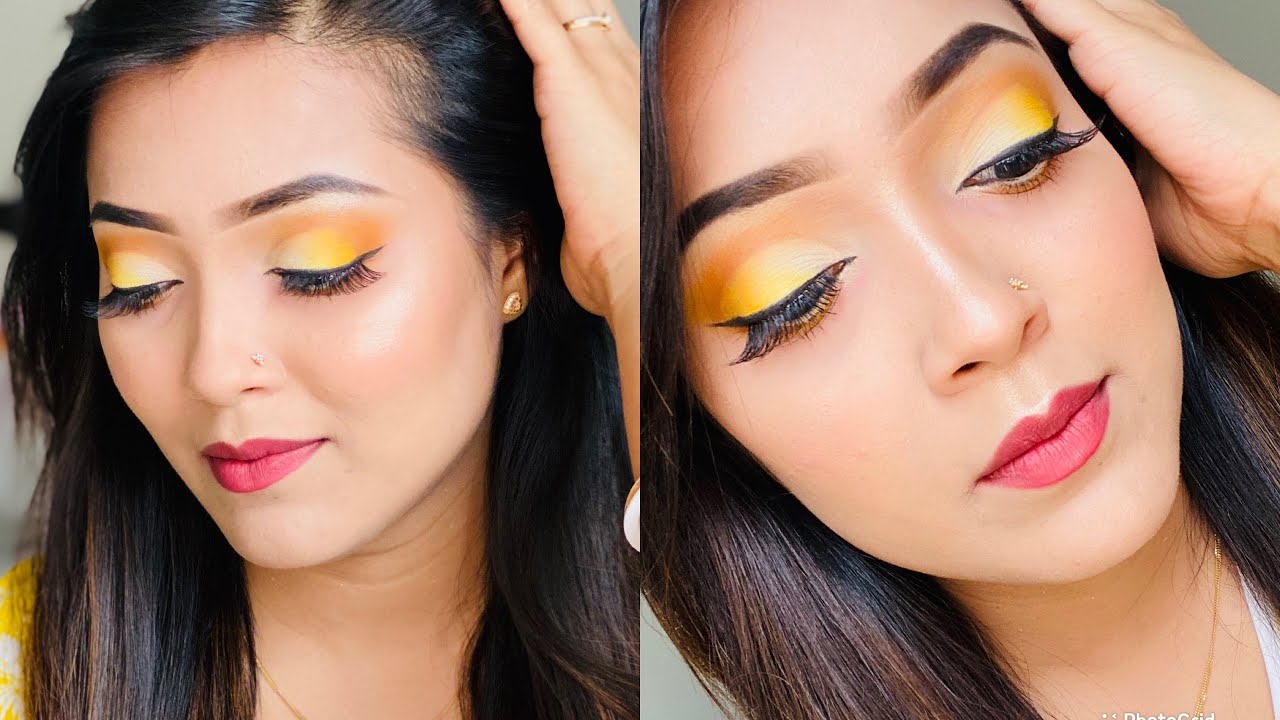 Summer Yellow Cut Crease || Sunshine ☀️ || Yellow Eyelook Tutorial ...