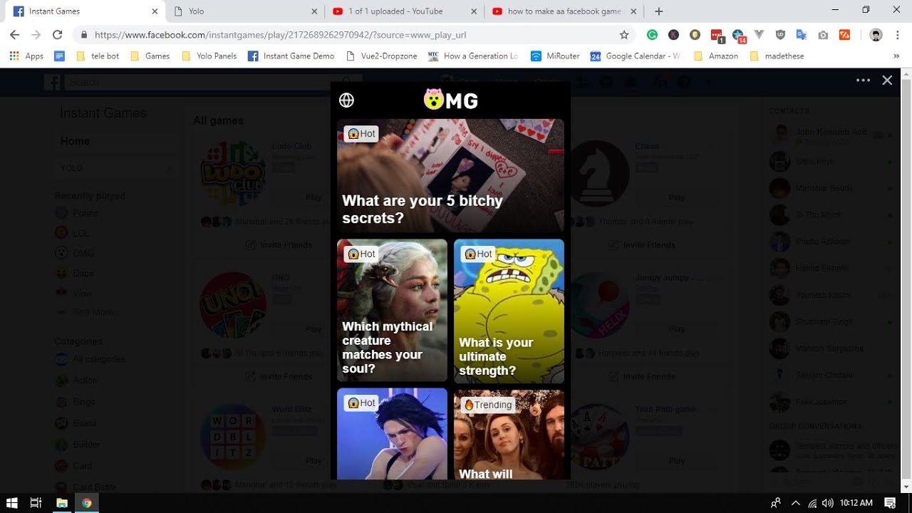 How to make an Instant game like OMG, Nametests, WOW script - YouTube