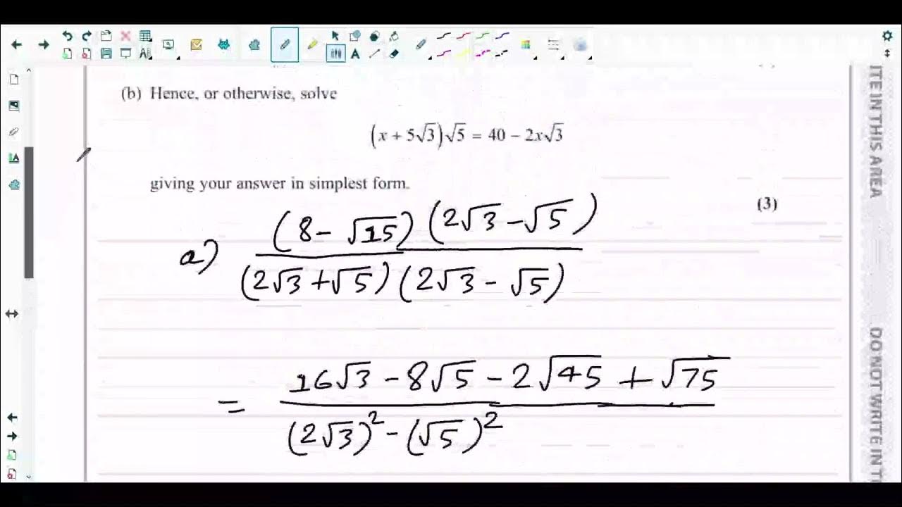 Q.NO.3-Rationalising the Denominator and Solving Algebraic Equation ...