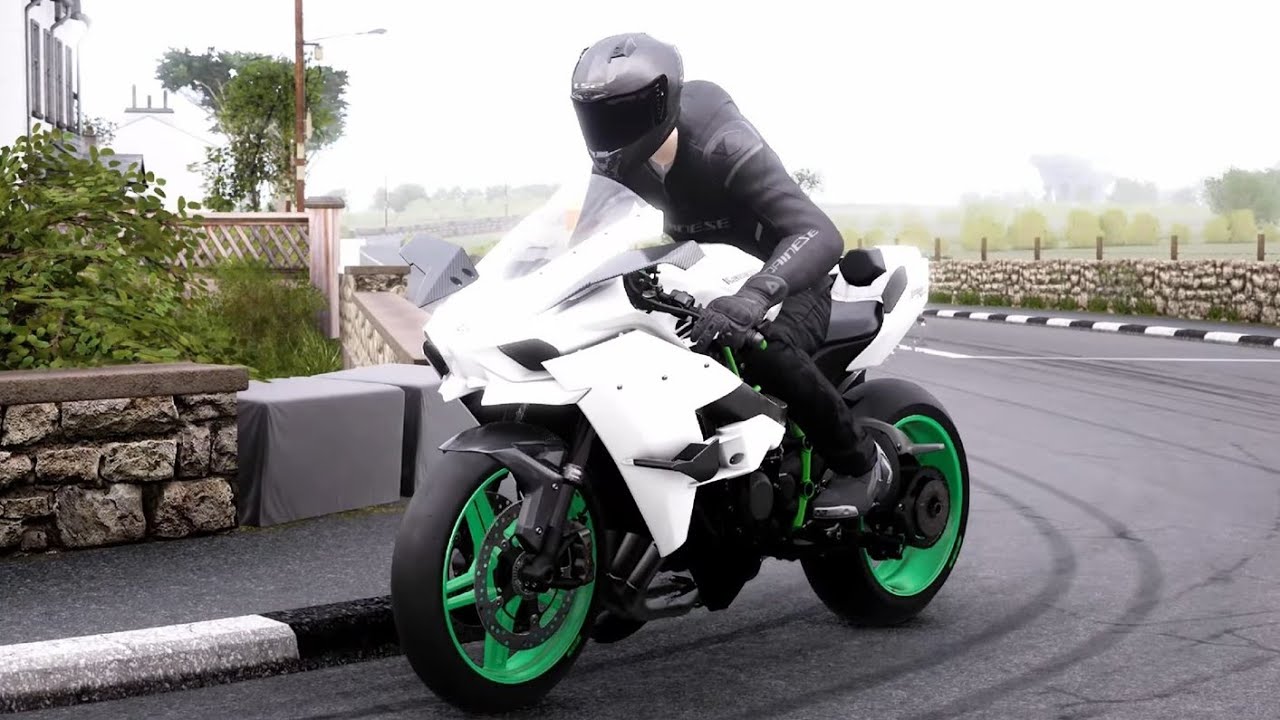 KAWASAKI NINJA H2R WHITE | STUNTS LAP | RIDE 5 #kawasaki #h2r #ride5 ...