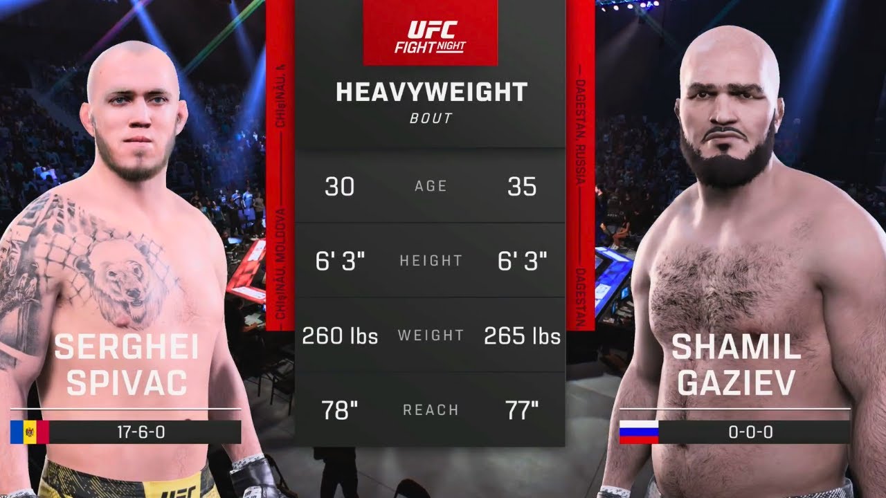 Serghei Spivac vs Shamil Gaziev FULL FIGHT | UFC 5 AI Simulation ...