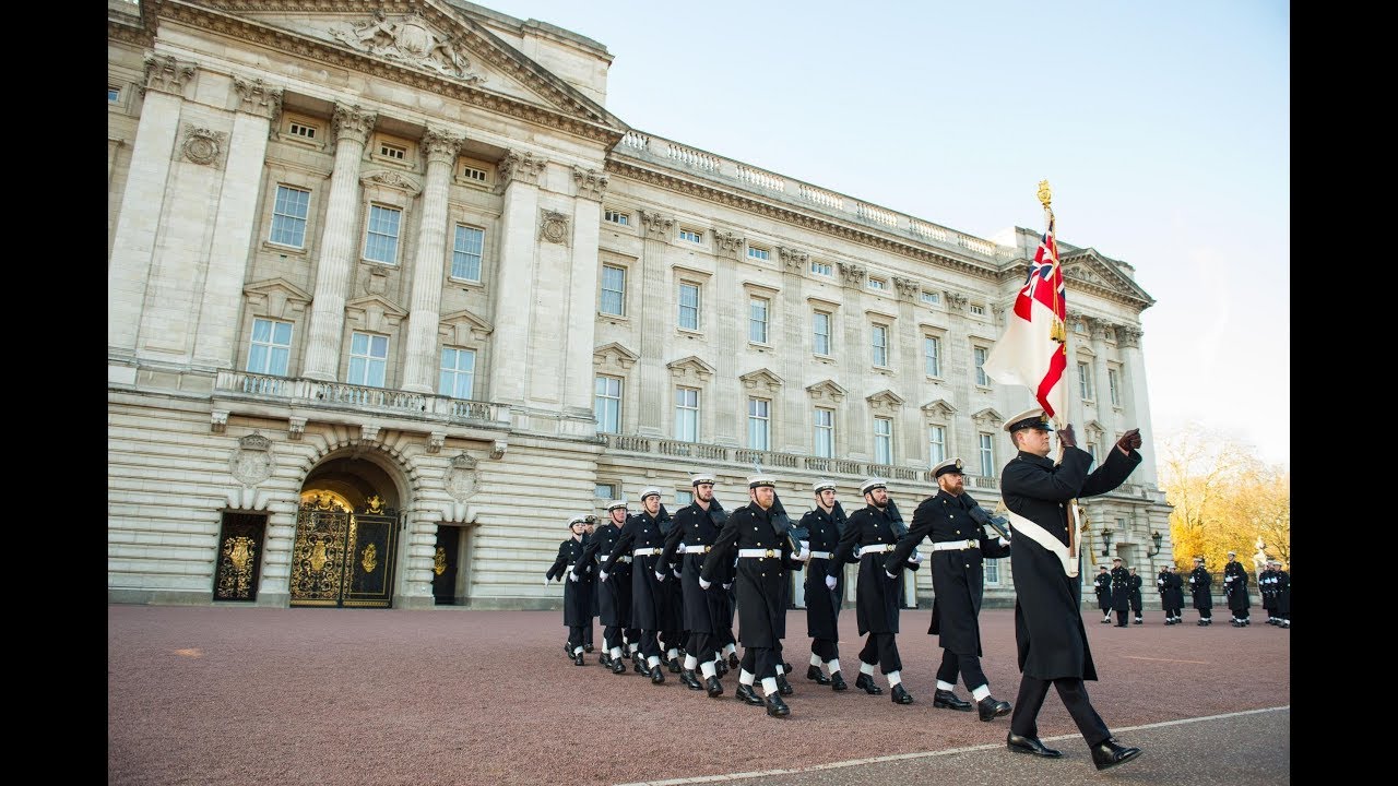 First Changing Of Queen's Guard By Royal Navy Buckingham Palace - YouTube