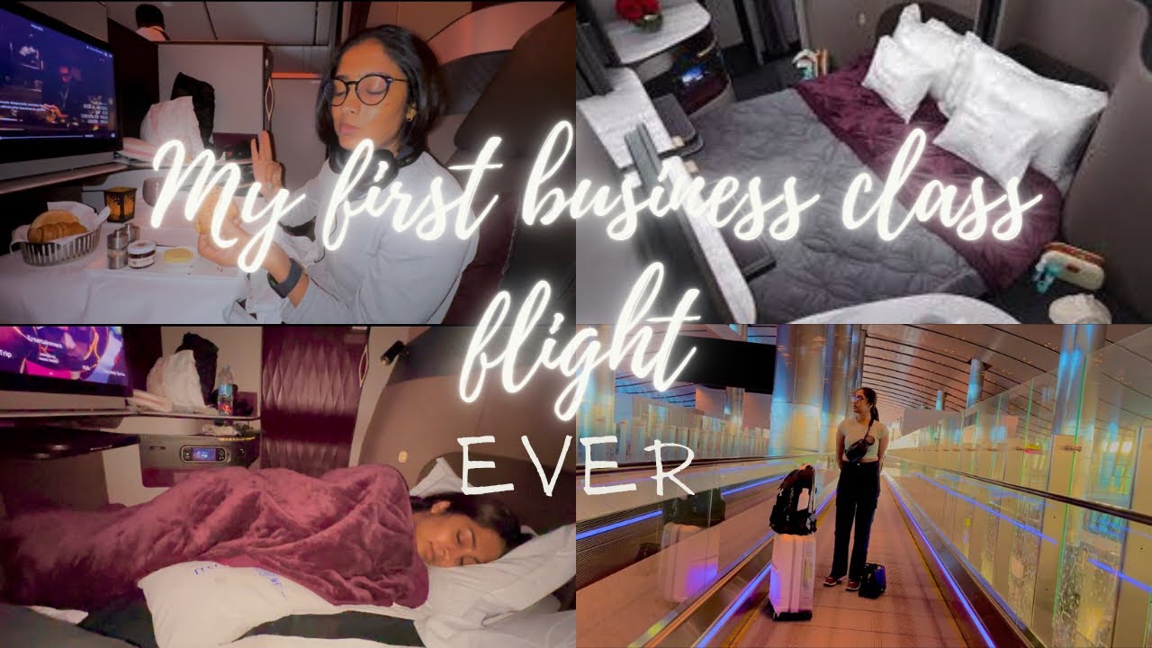 My first business class flight | Qatar Airways | Q suite ( back to USA ...