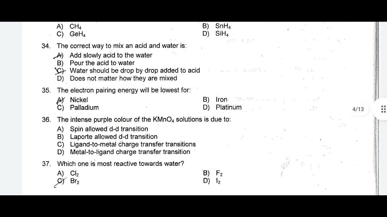 CUET MSC CHEMISTRY LAST YEAR QUESTION PAPER || #cucet #MSC QUESTION ...