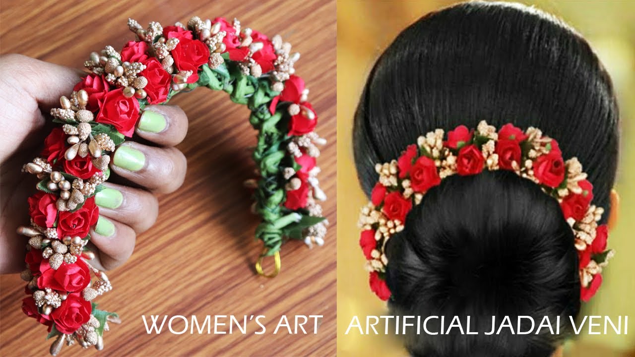 Artificial Flower Jadai Veni Making At Home How To Make Artificial Flower Veni In Easy Way artificial-flower-jadai-veni-making-at-home-how-to-make-artificial-flower-veni-in-easy-way