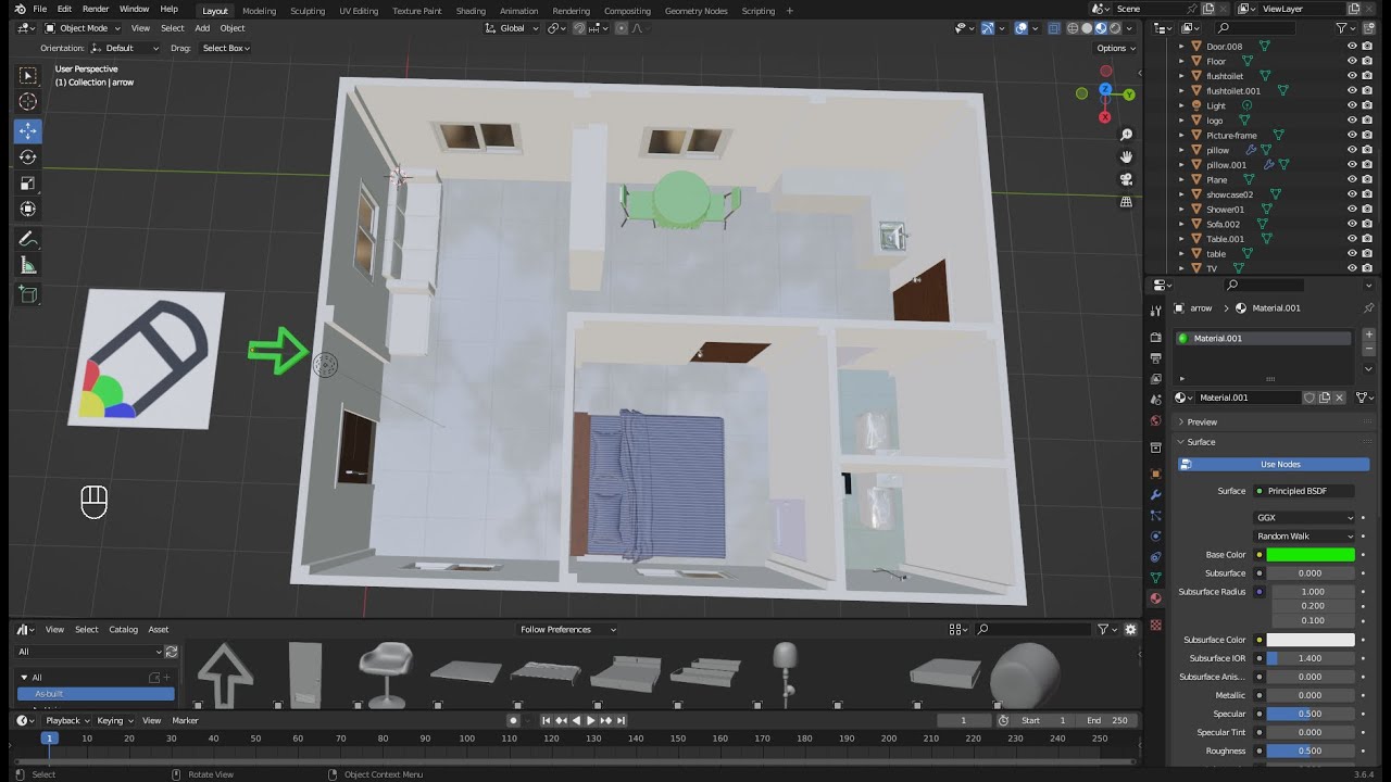 Blender building : Single house EP-01.d : Interior : แบบบ้านเดี่ยว. ใส่ ...