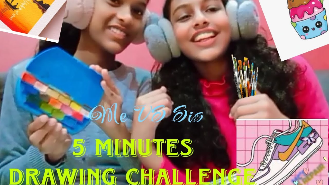 5 minutes drawing🎨 challenge !!!🤩💕/ ⁠ Me VS my SiS /#art @mitali ...