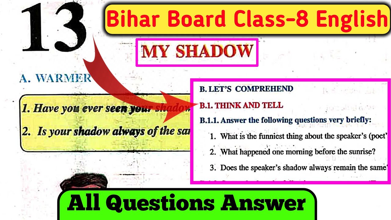 class 8 english chapter 13 question answer bihar board | 8th english ...