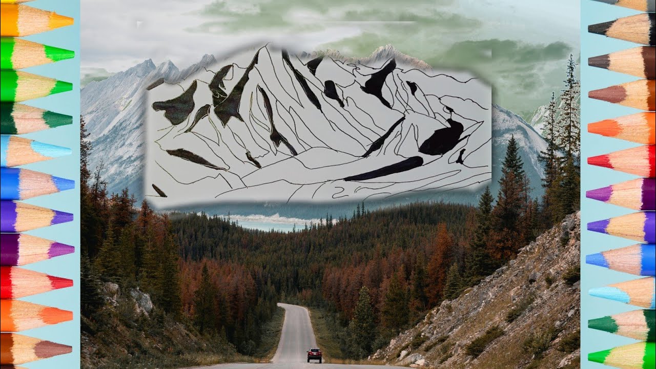 how to draw Hills scenery || beautiful feel scenery drawing step by ...