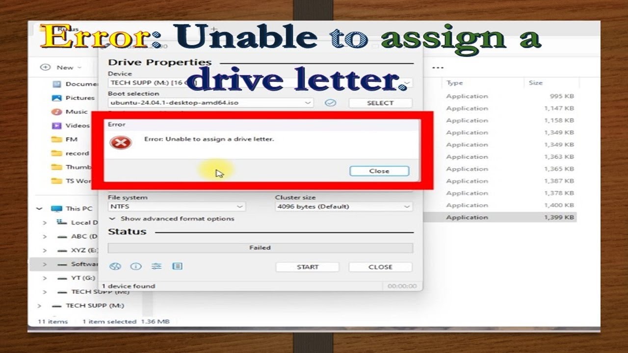 Error: Unable to assign a drive letter. RUFUS. - YouTube