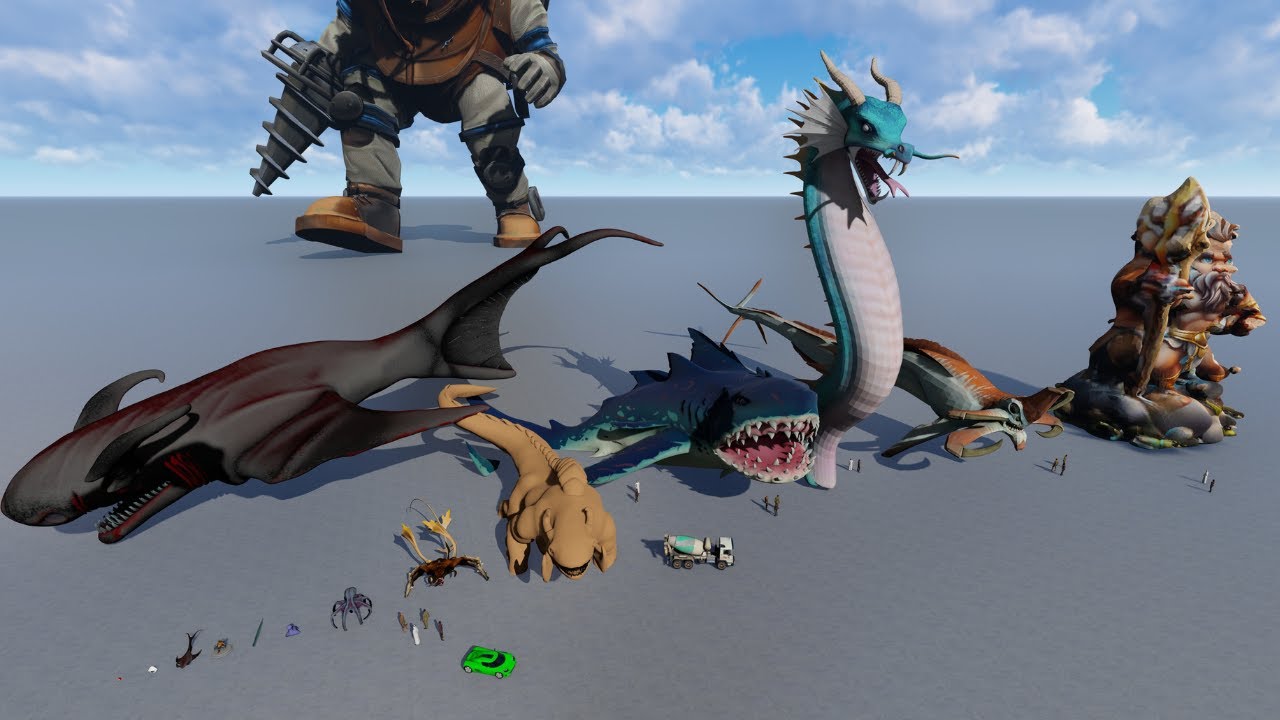 ⚓Sea Monsters Size Comparison 3D (Gaming Sea Monsters)🦐🦎🐉🐲🦀 - YouTube