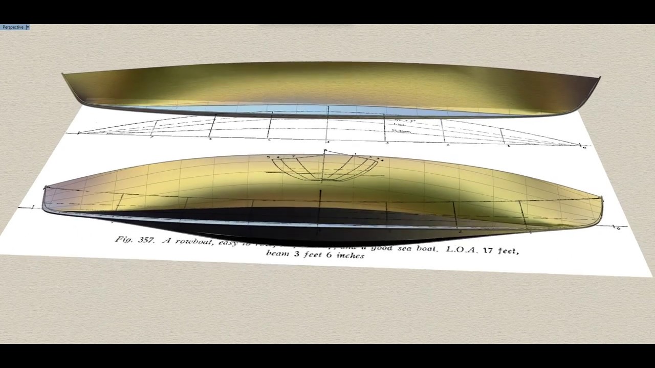 Herreshoff Rowboat 17 ft - Hull Rendering - YouTube