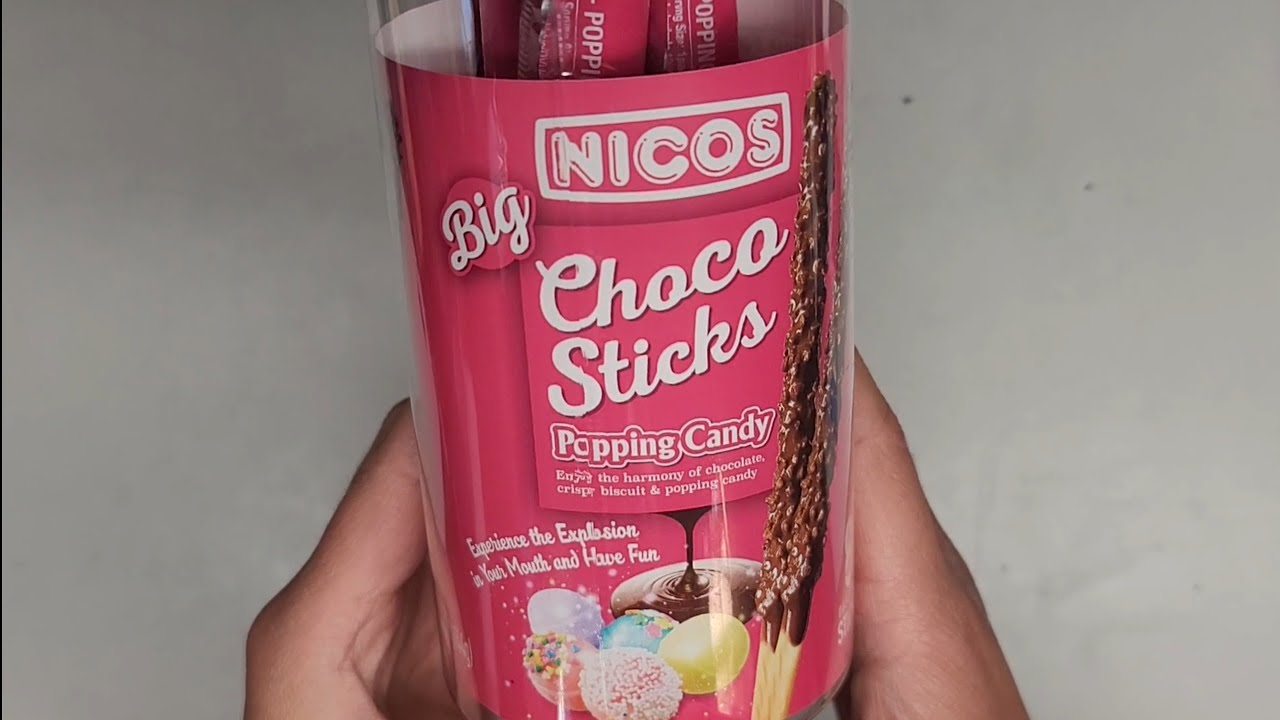 Nicos Big Choco Sticks Popping Candy Taste Test Review - YouTube