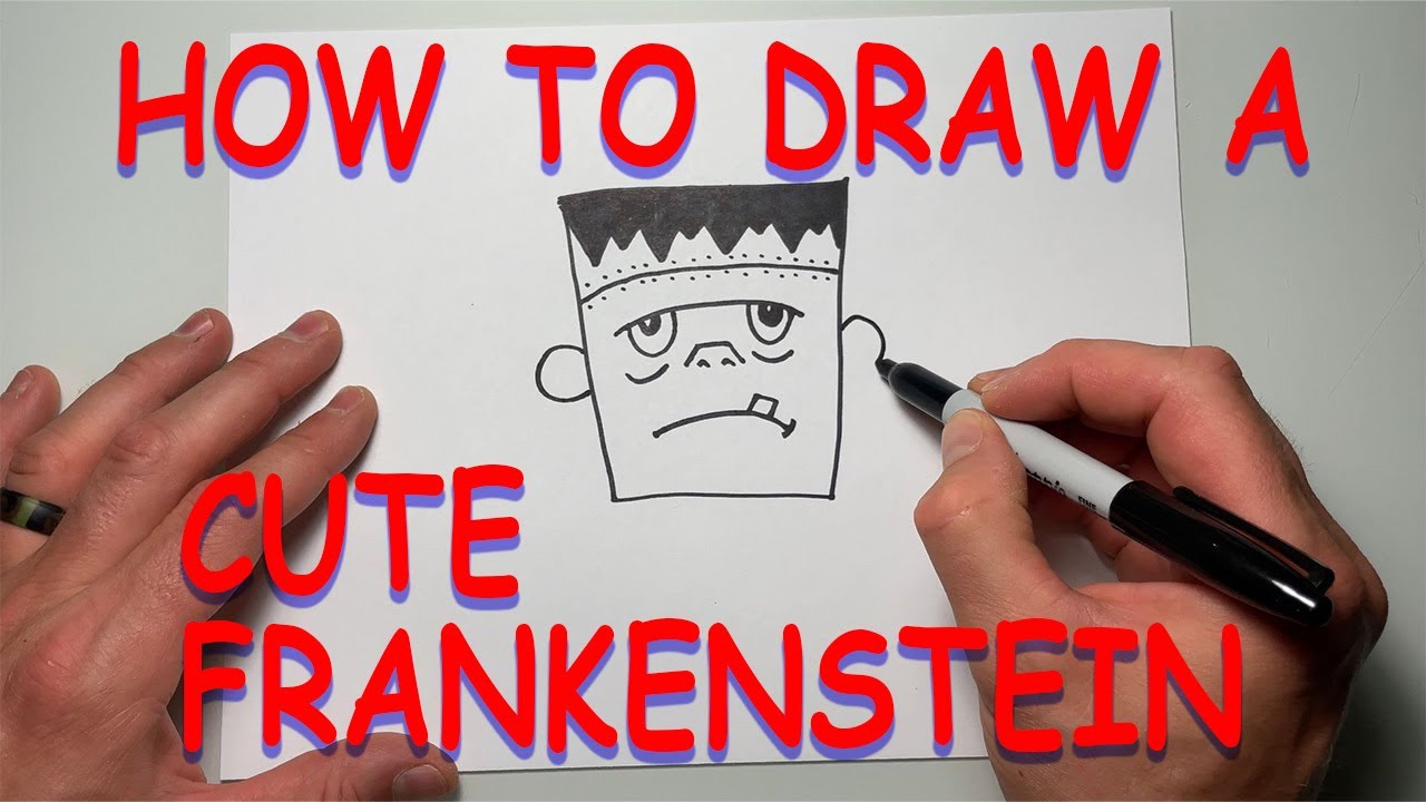 How to Draw a Cute Frankenstein Cartoon Doodle for Kids! Easy! - YouTube