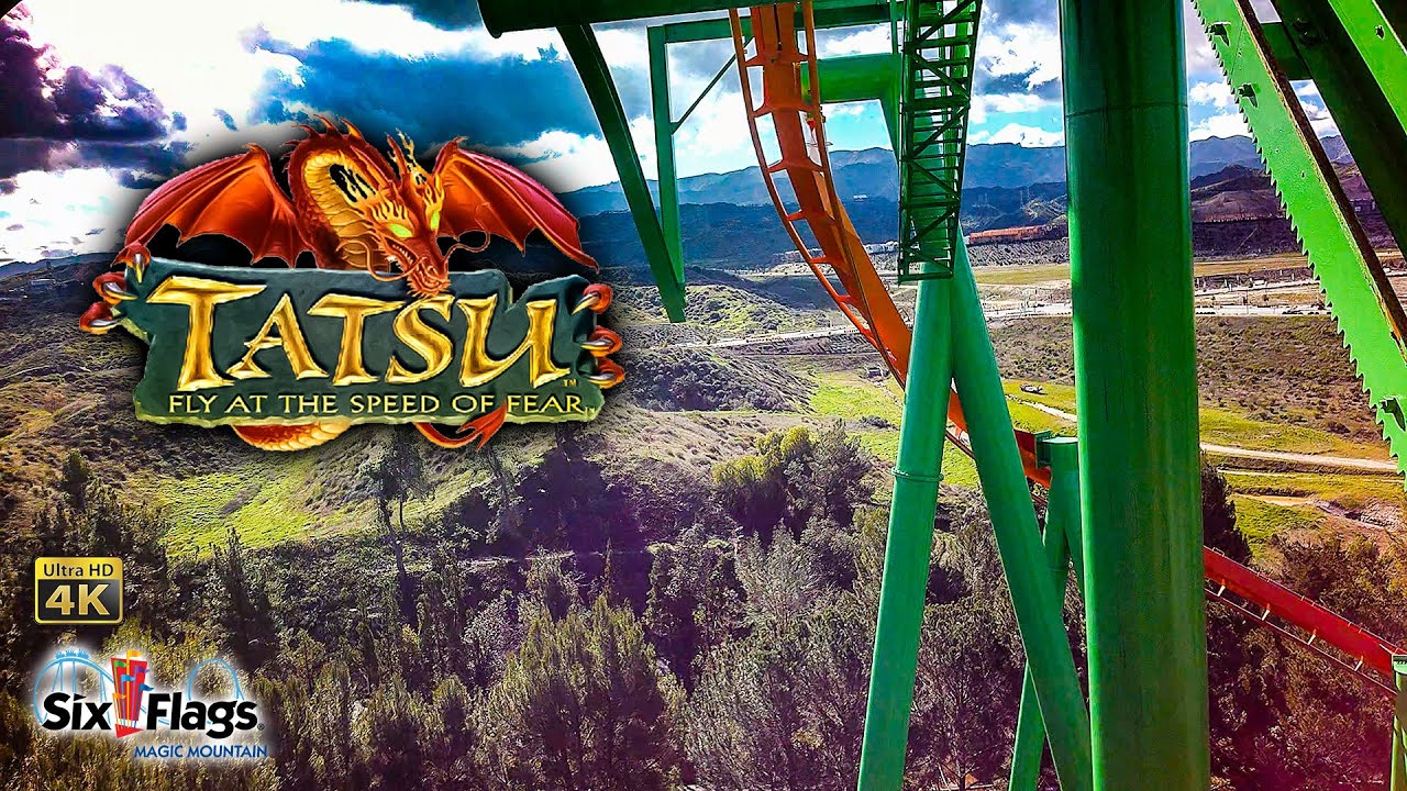 2024 Tatsu Flying Roller Coaster On Ride Front Seat 4K POV Six Flags ...