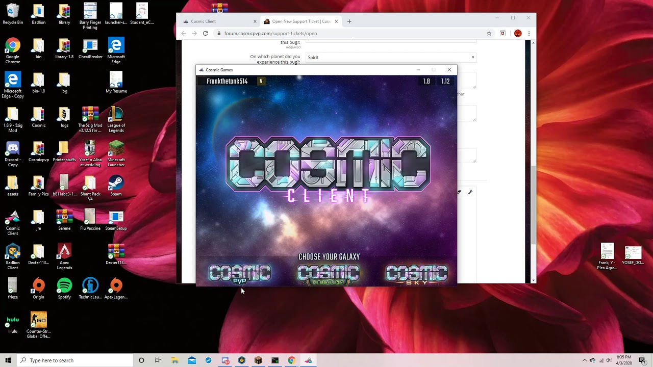 Cosmic Client wont load (Bug) - YouTube