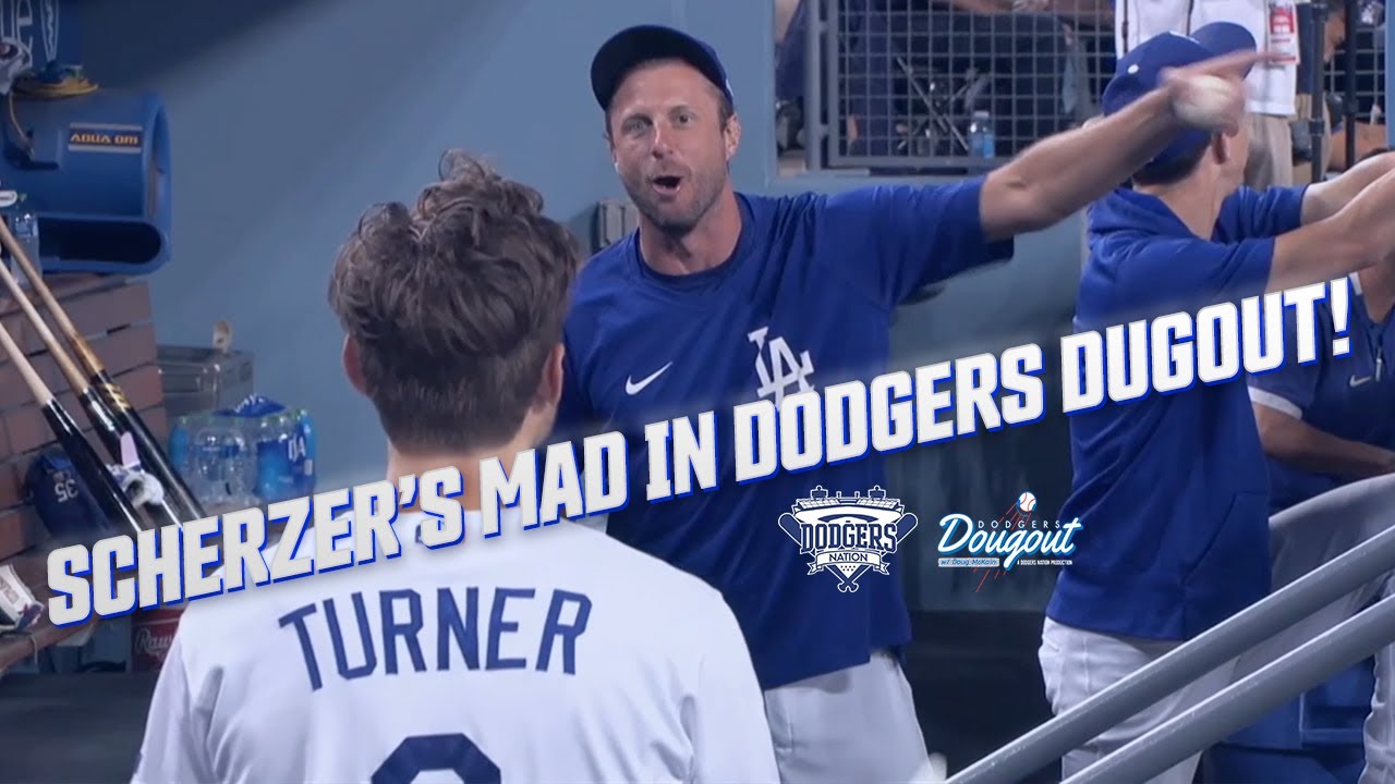 Max Scherzer Going Mad in Dodgers Dugout After Kershaw Gets a Hit While ...