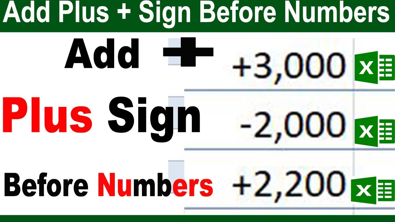 How To Add Plus Sign Before Positive Numbers In Excel By Learning How To Add Plus Sign Before Positive Numbers In Excel By Learning