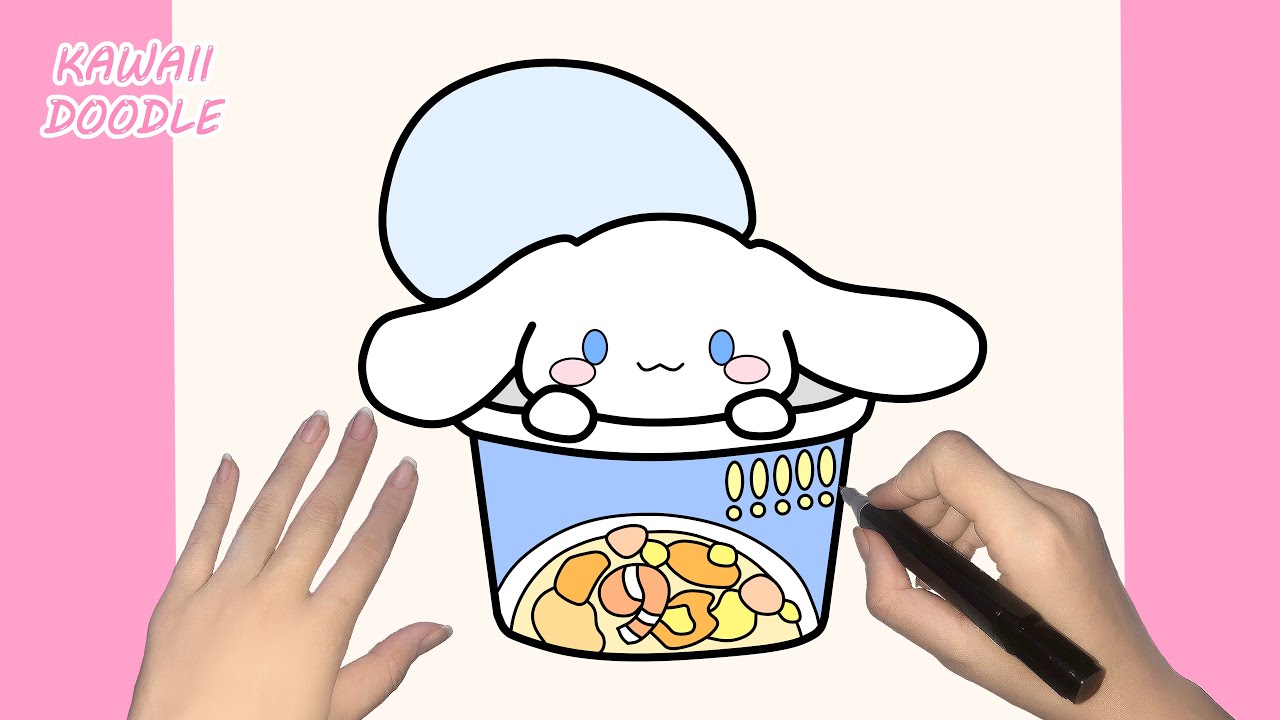 🌸HOW TO DRAW CUTE CINNAMOROLL RAMEN 🍜 ~ STEP BY STEP ~ KAWAII DOODLE ...