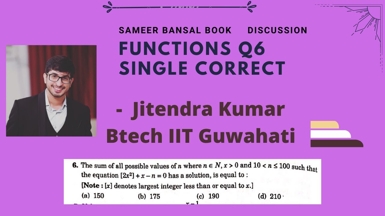 Sameer Bansal Calculus Part Chapter-1 Functions Q-6(Single Correct ...