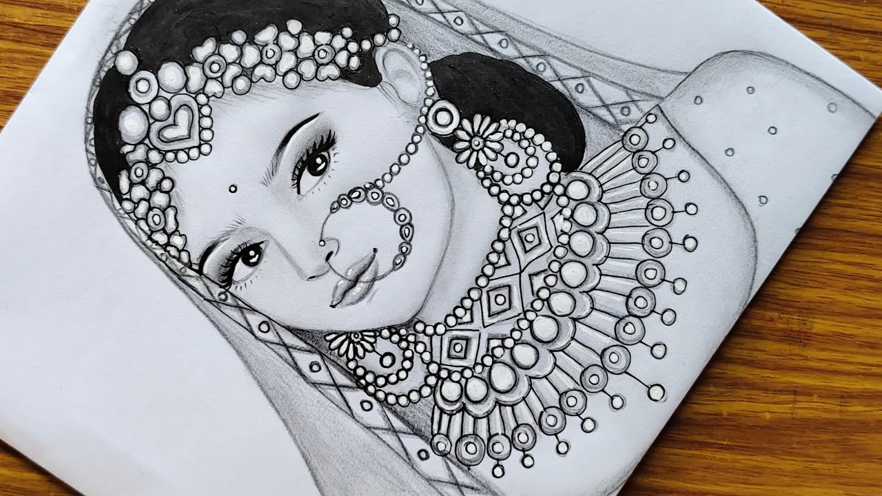 How to draw a Traditional Girl with Cute smile | Girl drawing ...