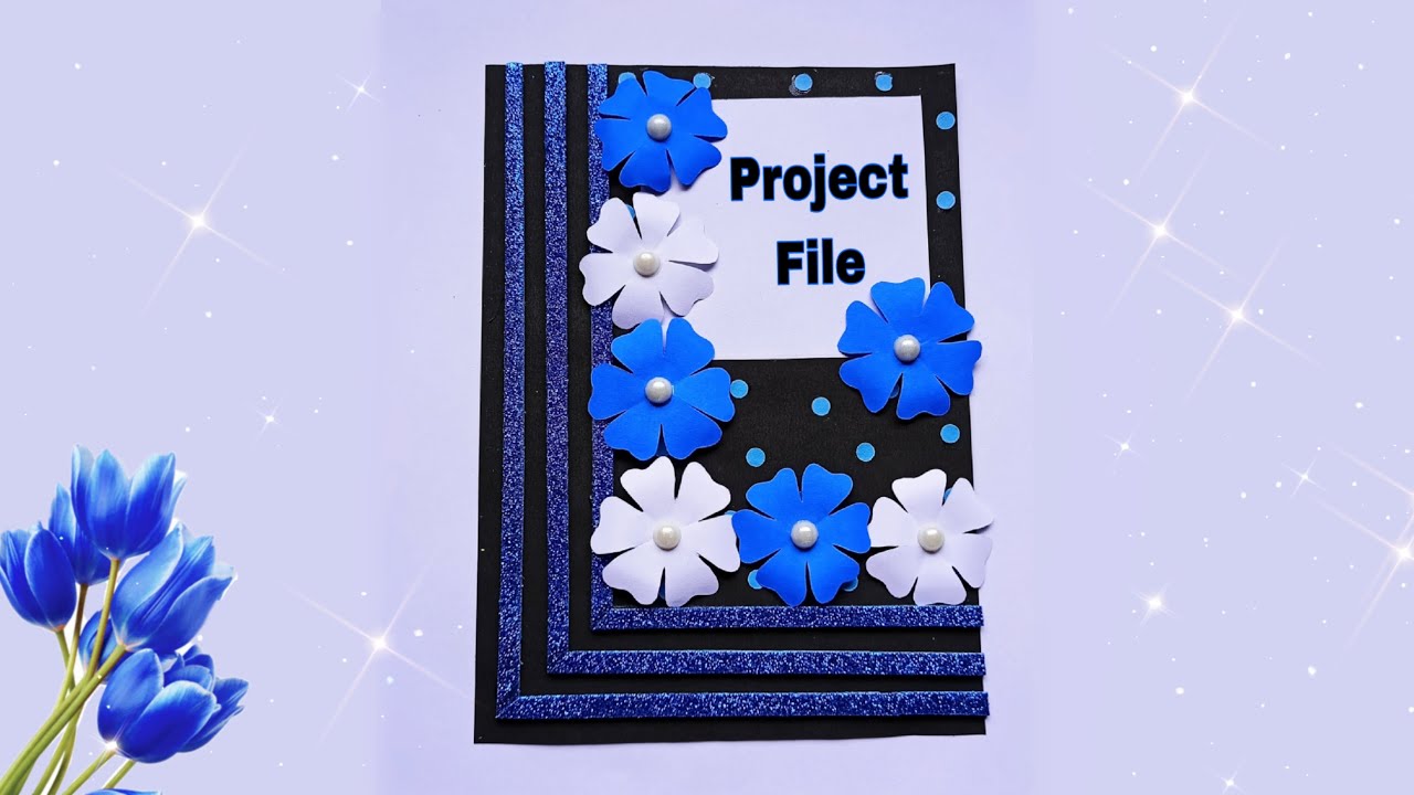 Blue Easy File Cover Page Decoration | How To Decorate Project File