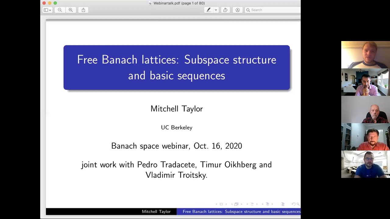 #31: Mitchell Taylor- Free Banach lattices: subspace structure and basic sequences - YouTube